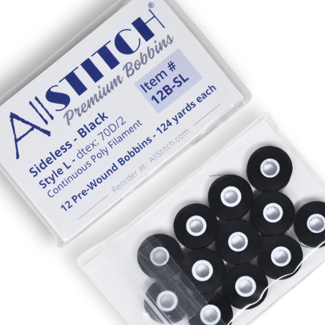 12 Bobbins - AllStitch Sideless Machine Embroidery Bobbins Style L - B ...