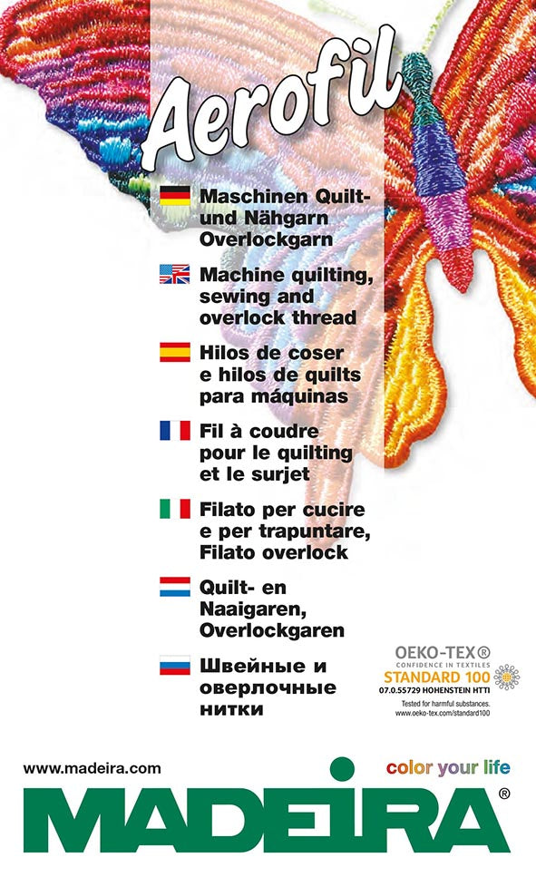 Madeira Aerofil Thread Printed Color Card — AllStitch Embroidery Supplies