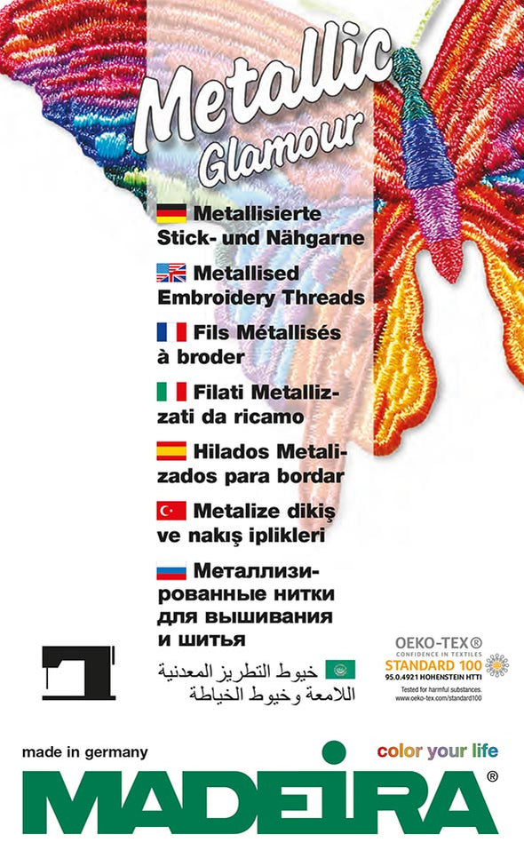 Madeira Metallic Thread Printed Color Card — AllStitch Embroidery Supplies
