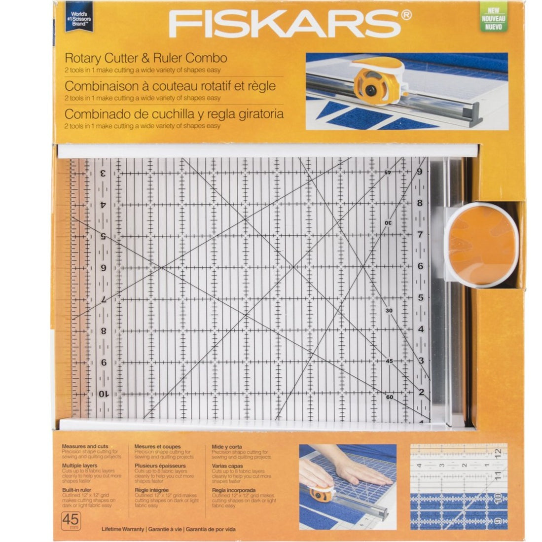 Fiskars Rotary Cutter and Ruler Combo - Square 12" x 12" — AllStitch ...