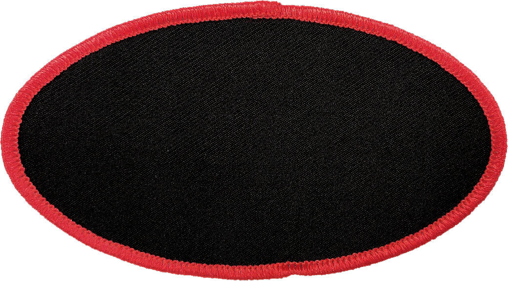 Oval Blank Patch 2-1/2" x 4-1/2" Black Background with Red Border ...