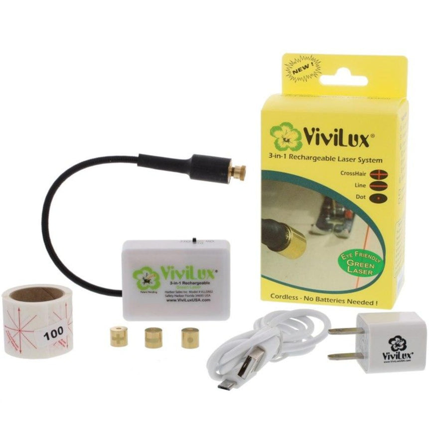 ViviLux 3-in-1 Rechargeable GREEN Laser for Sewing Embroidery Quilting ...