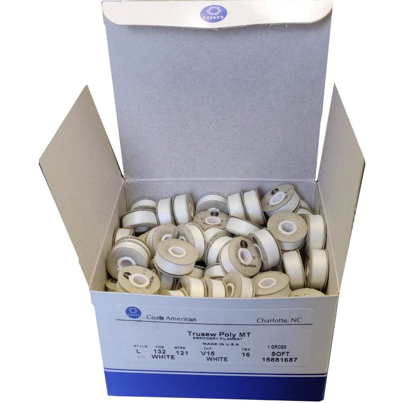 Coats Embroidery Bobbins V15 Trusew Polyester Size L White — AllStitch ...
