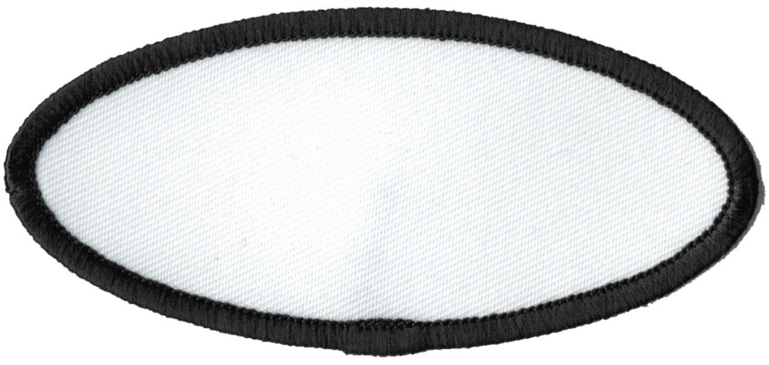 Oval Blank Patch 1-5/8" x 3-5/8" White Patch w/Black — AllStitch Embroidery Supplies