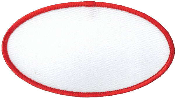Oval Blank Patch 2-1/2" x 4-1/2" White Patch w/Red — AllStitch Embroidery Supplies