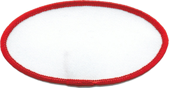 Oval Blank Patch 2" x 4" White Patch w/Red — AllStitch Embroidery Supplies