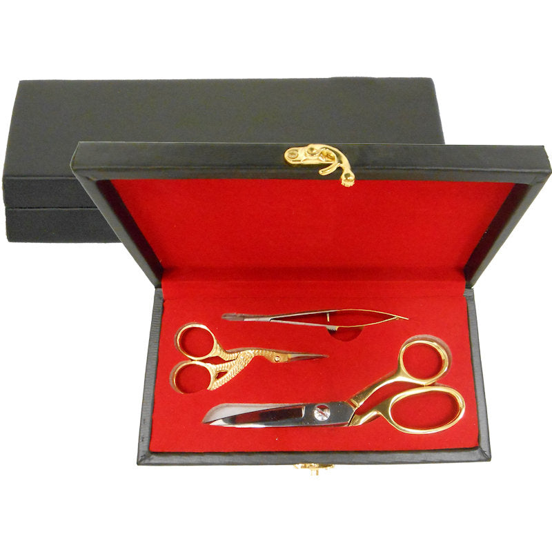 3 Pc Gold Scissor Set w/Display Box — AllStitch Embroidery Supplies